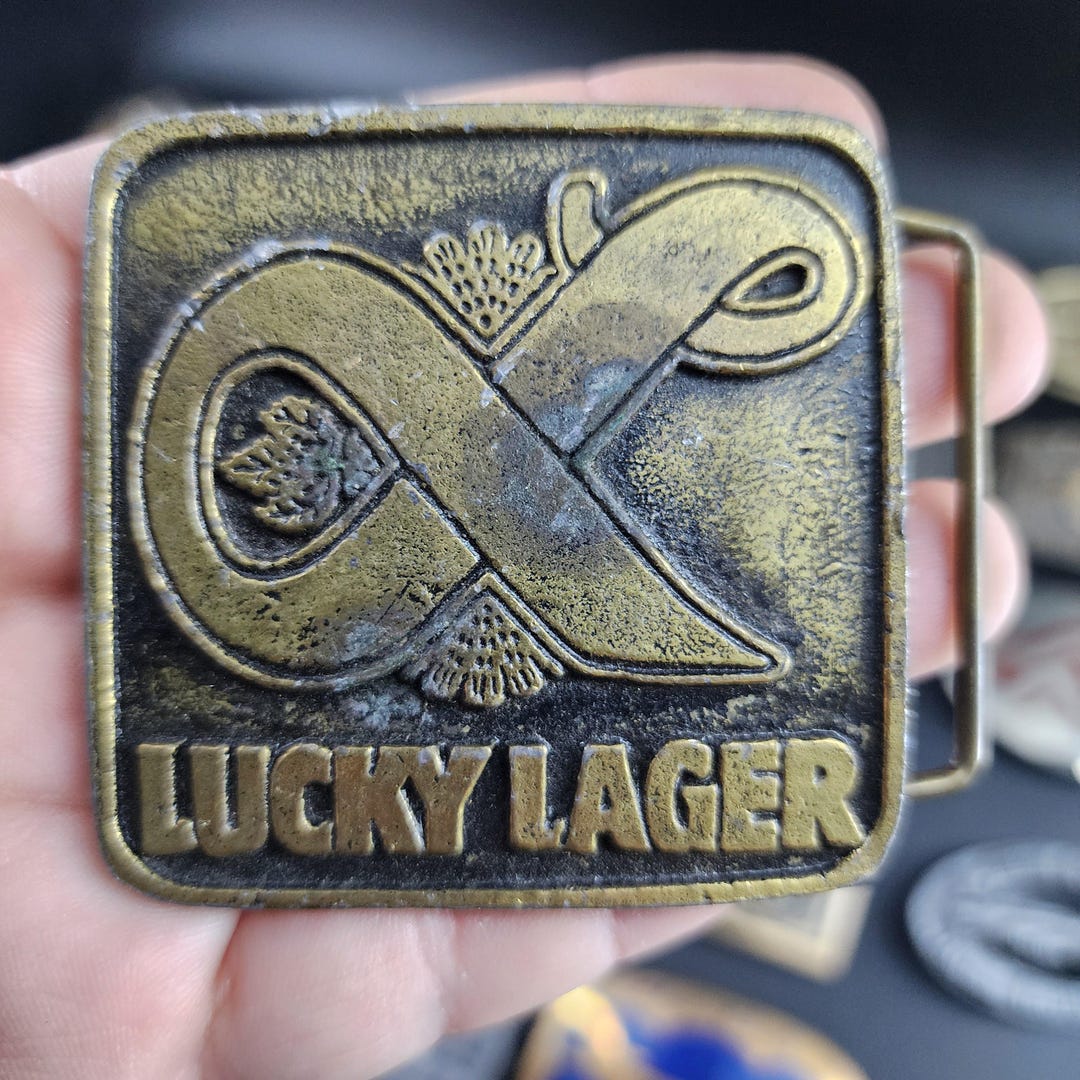 Vintage Lucky Lagger Beer Belt Buckle - Etsy