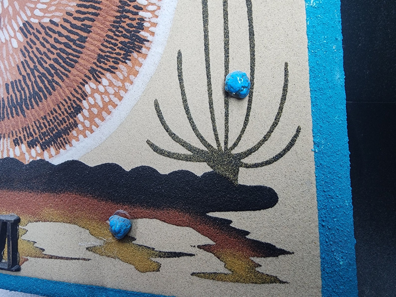 Vintage Native American Indian Sand Art Clock Blue, Brown, Tan, & Gold ...