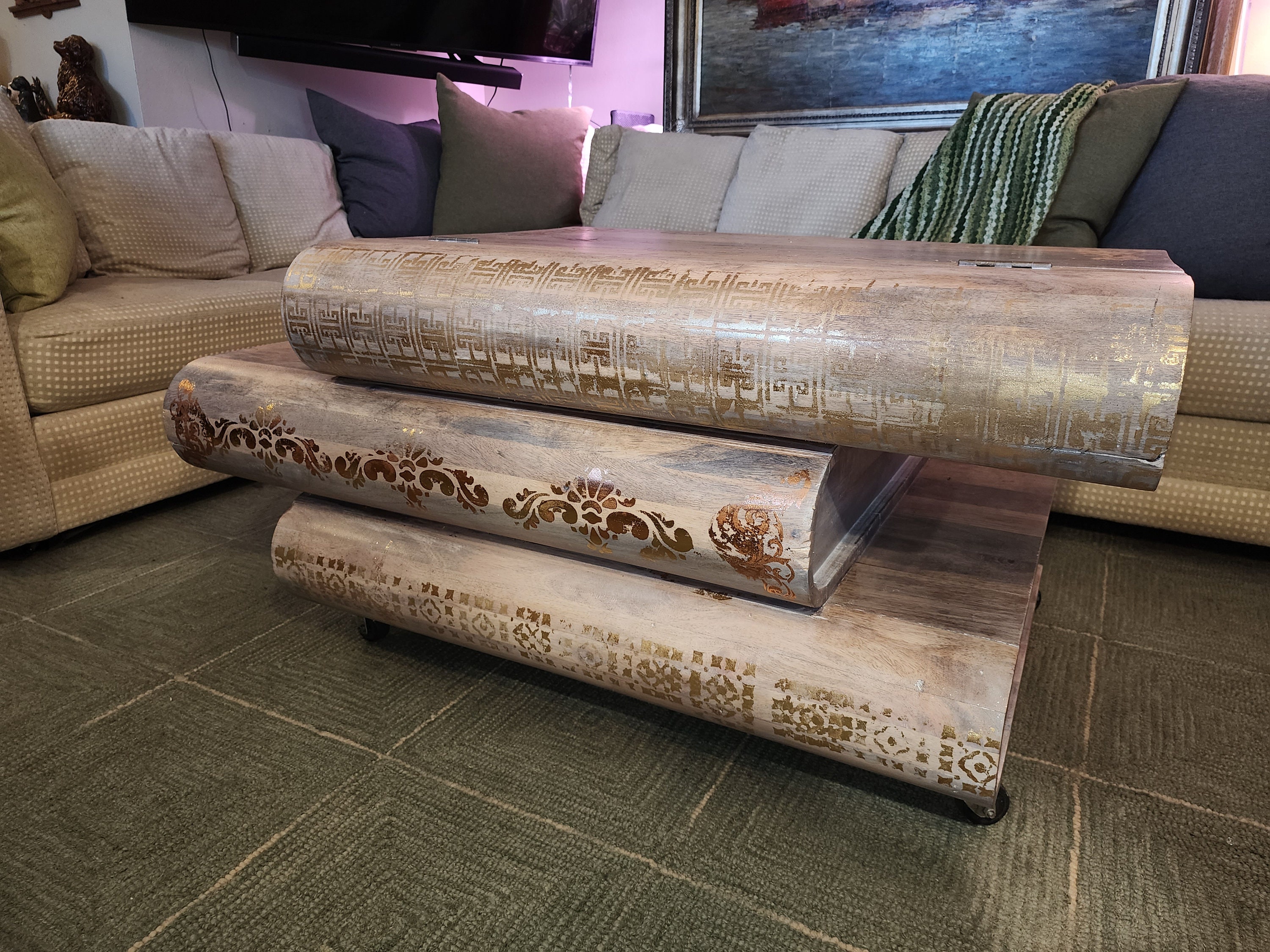 UNIQUE REFINISHED Stacked Book Coffee Table message to Arrange Shipping ...
