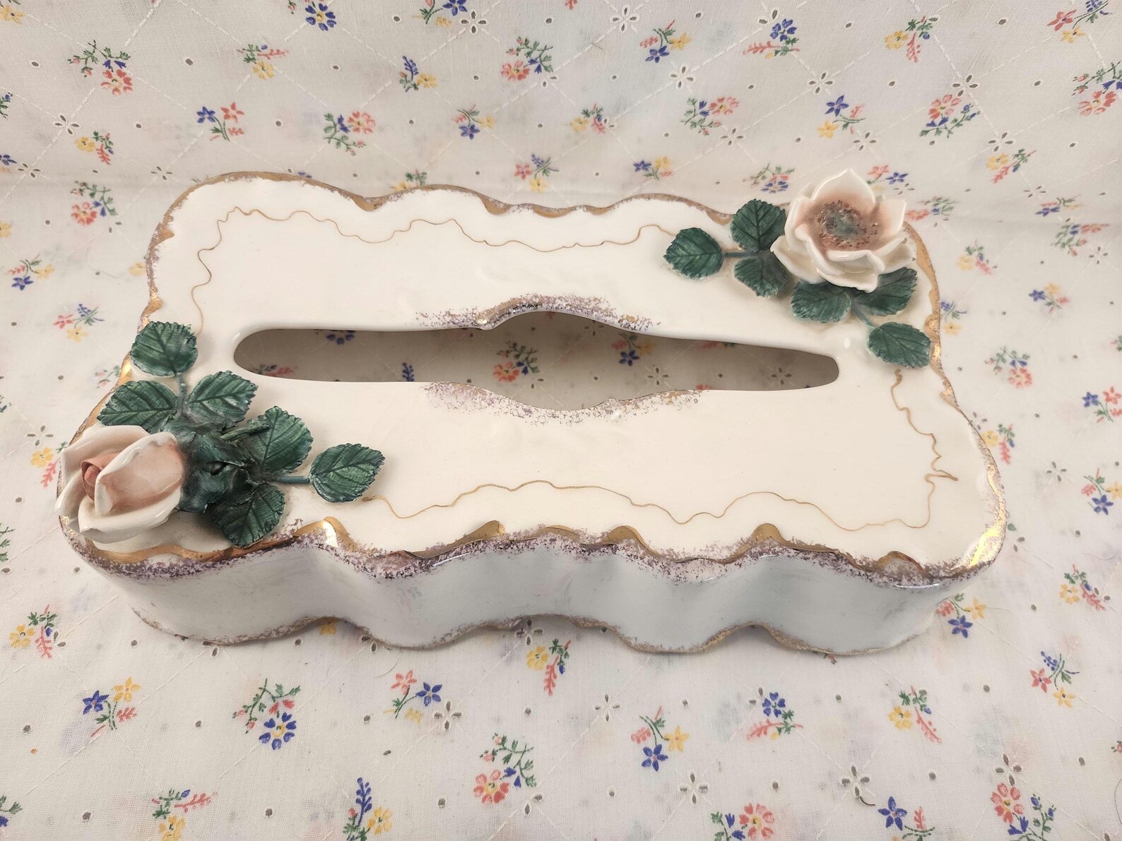 Rose Floral Porcelain Tissue Box Cover Holder - Signed & Numbered - Etsy
