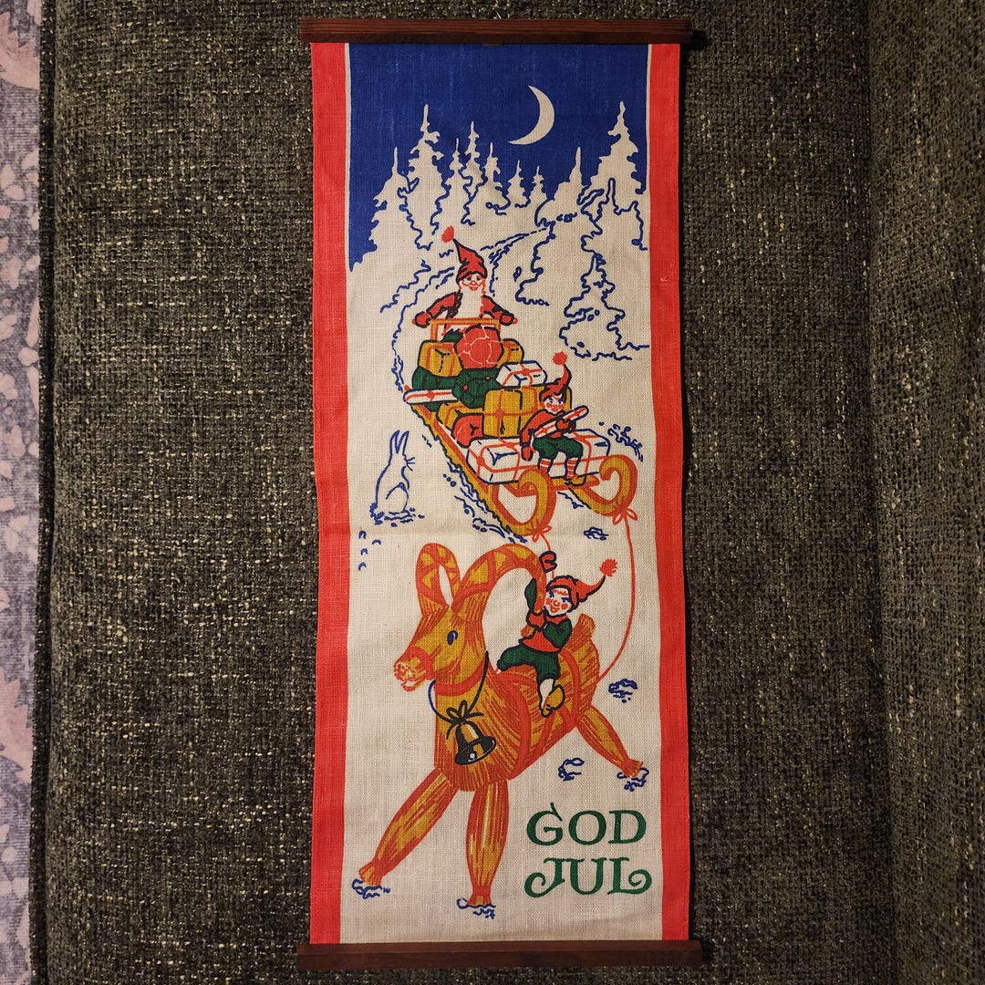 Vintage Gävle Goat God Jul - Merry Christmas Banner Cloth Rare - Etsy