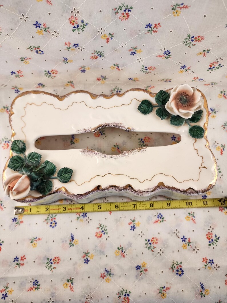 Rose Floral Porcelain Tissue Box Cover Holder - Signed & Numbered - Etsy