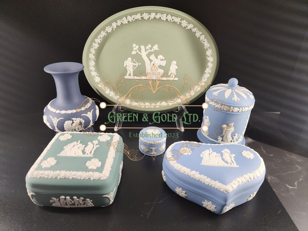 Vintage Made in England Wedgewood Blue Jasperware Ring Box Trinket Box ...