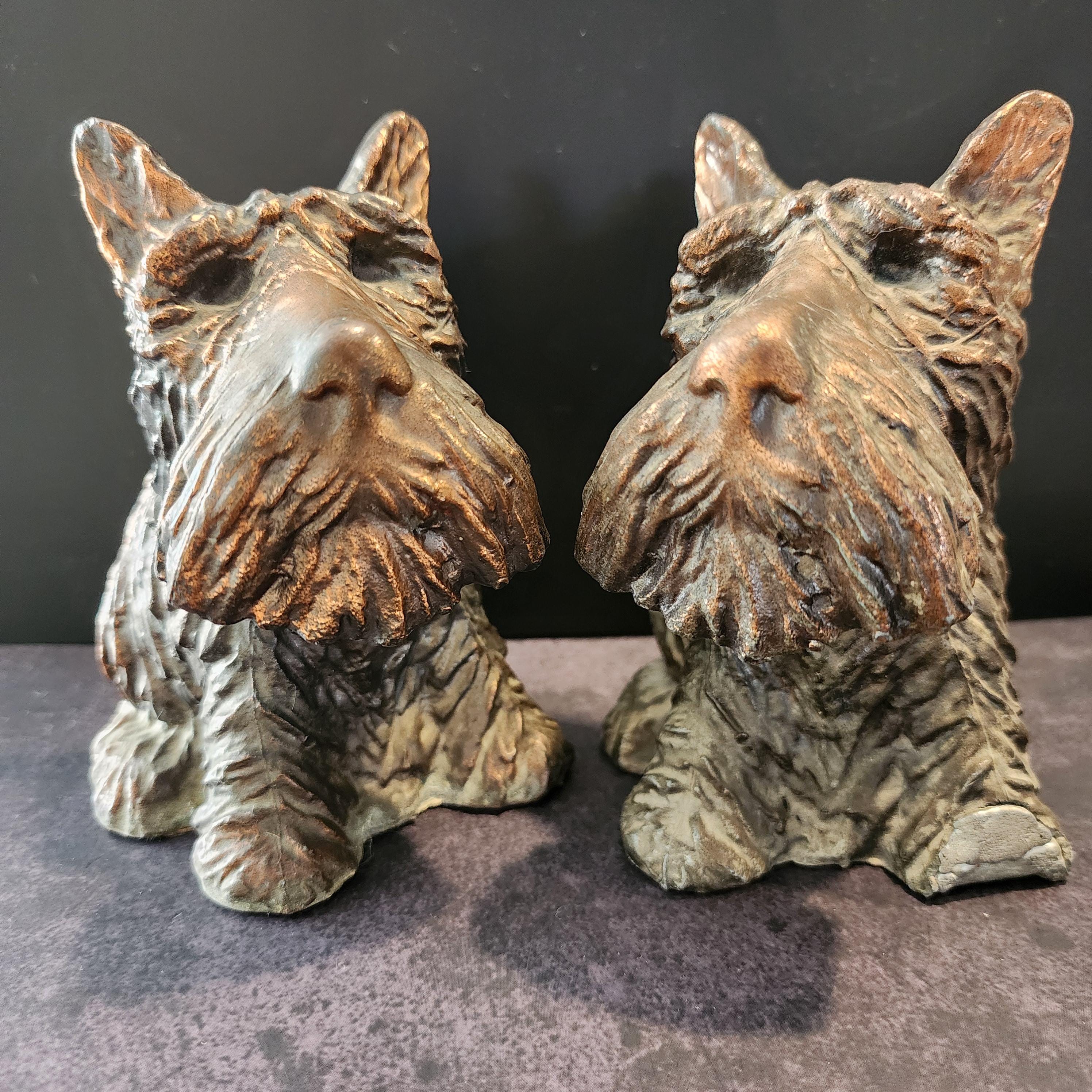 1950s Scotty Dog Heavy Vintage Pair of Bookends Copper Colored With a ...
