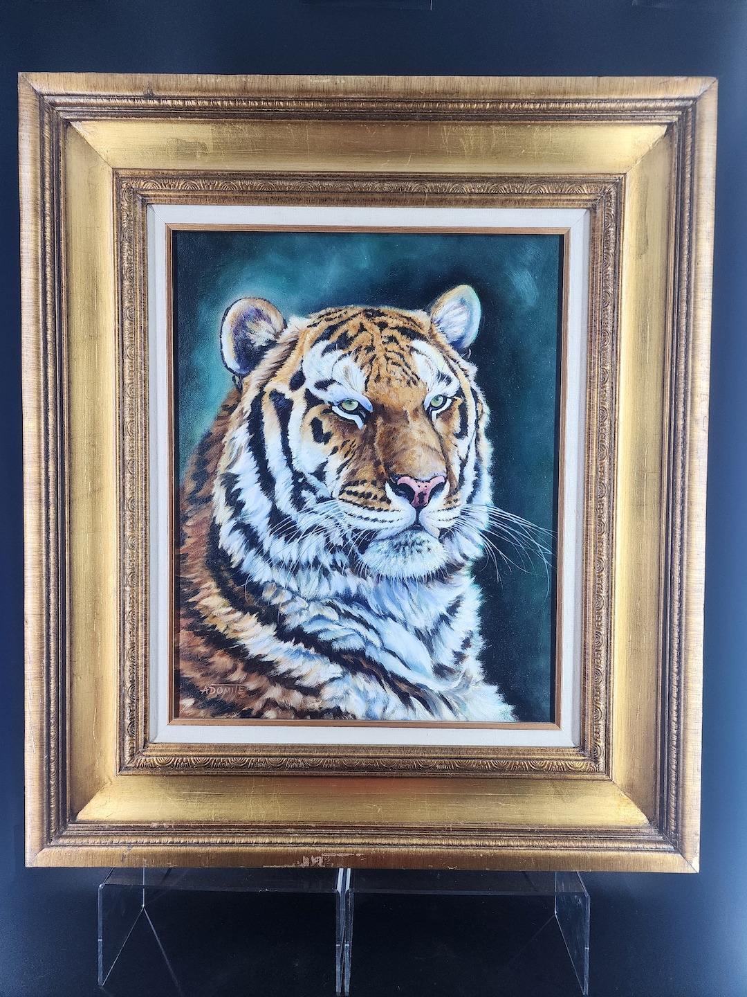 Vintage 1983 Tiger Oil Painting Signed by Adomite Made in Mexico ...