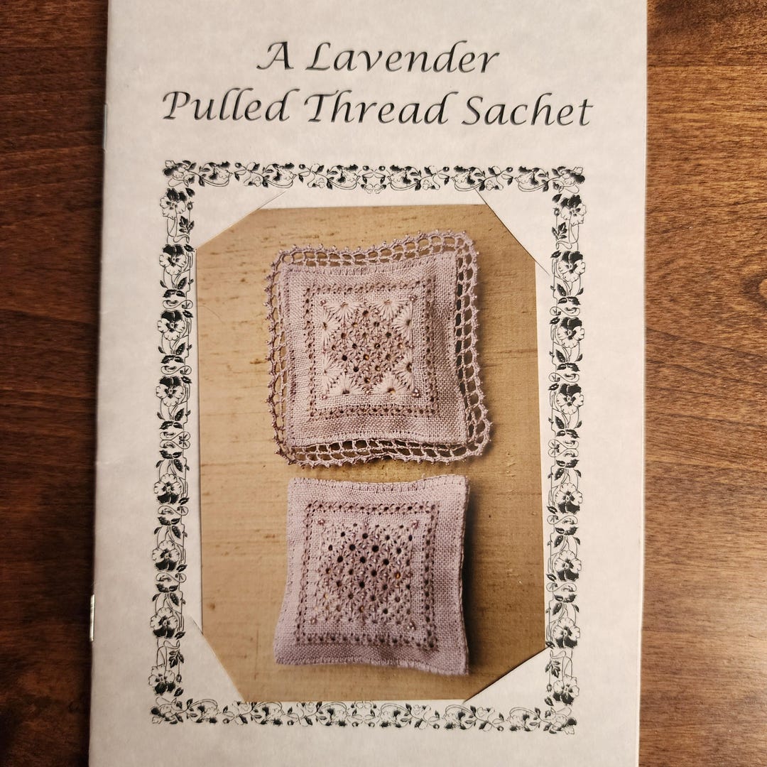A Lavender Pulled Thread Sachet Cross Stitch Embroidery Pattern a ...