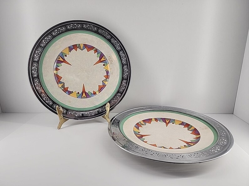 Art Deco Plate With Geometric Triangular Patterns, Antique Hall China ...