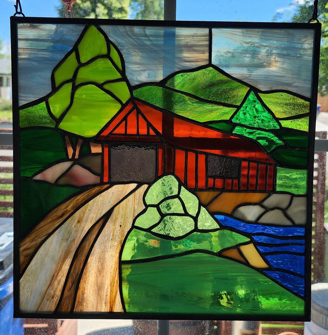 Bridge Over Water Stained Glass 12" Square | Reminds Me of the Bridges ...