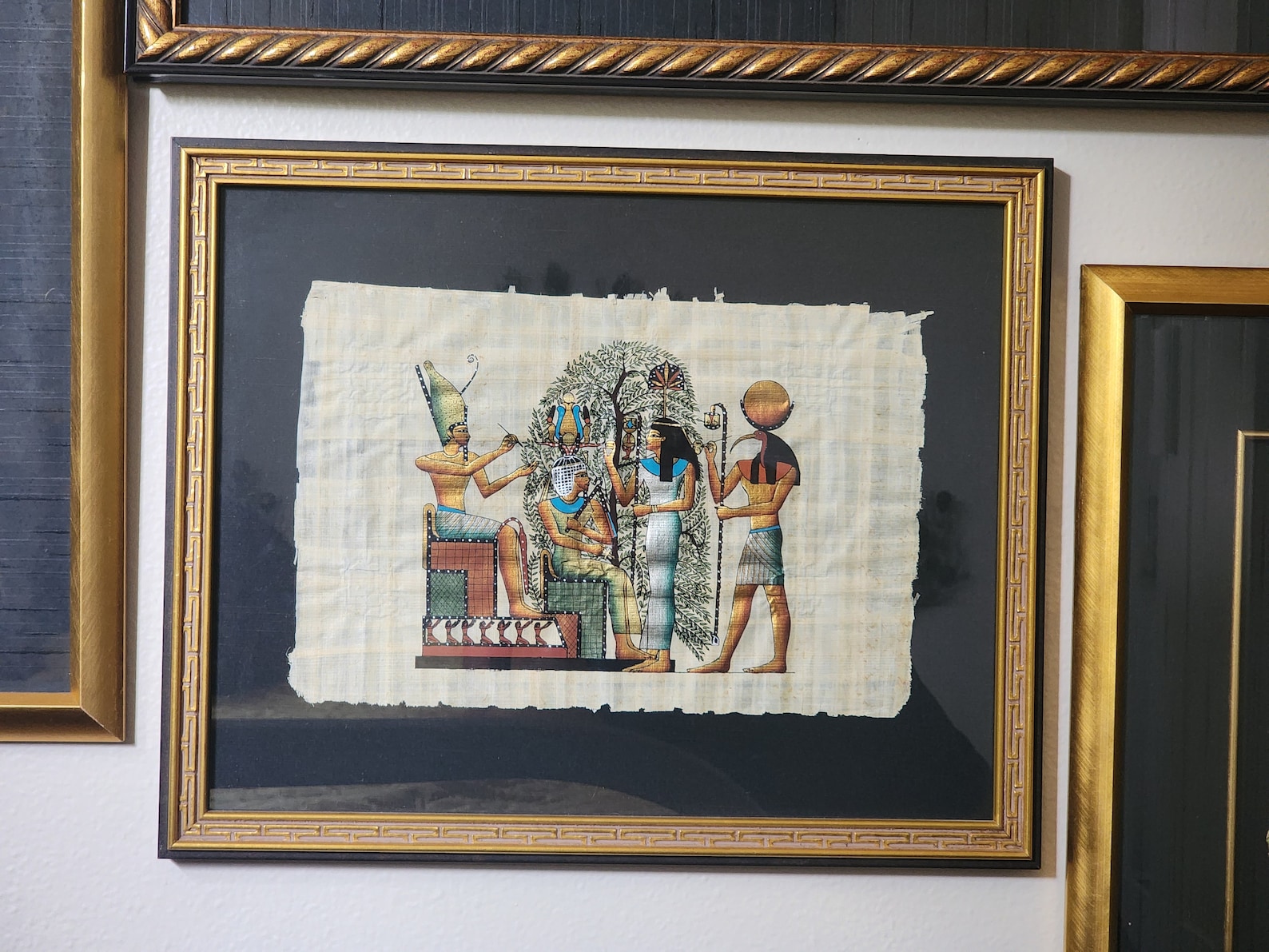 Vintage Framed Egyptian Papyrus Painting: Pharaohs & Hieroglyphs - Etsy