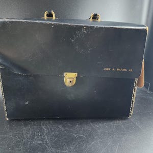 Vintage Pilot Flight Case / Map Case Black Leather Top Grain Cowhide ...