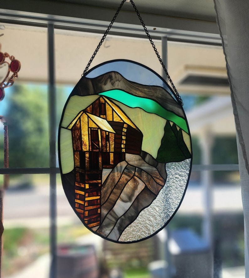 Vintage Crystal Mill Stained Glass Suncatcher | Aspen, Maroon Bells (16 ...