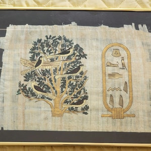 Vintage Framed Egyptian Papyrus Painting: Pharaohs & Hieroglyphs - Etsy