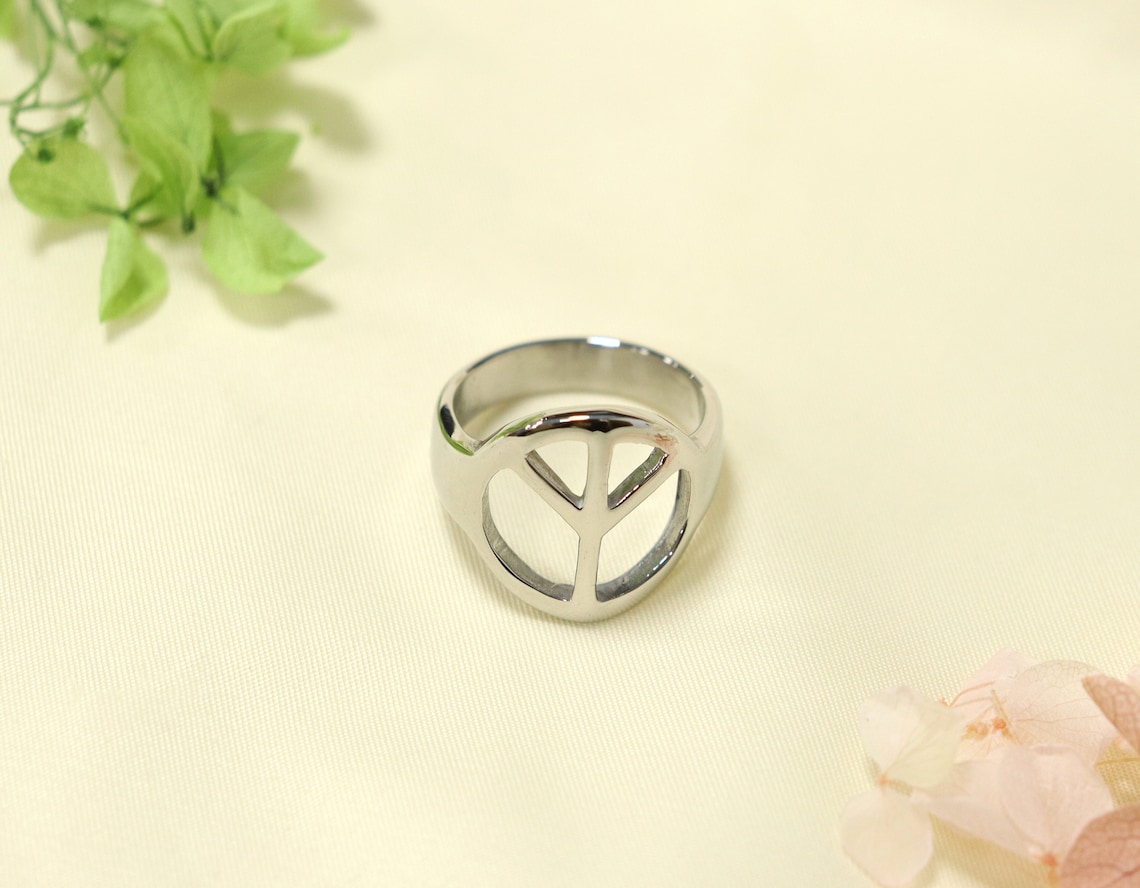 Silver Peace Sign Big Ring,peace Sign Ring,vintage Ring,protection Ring ...