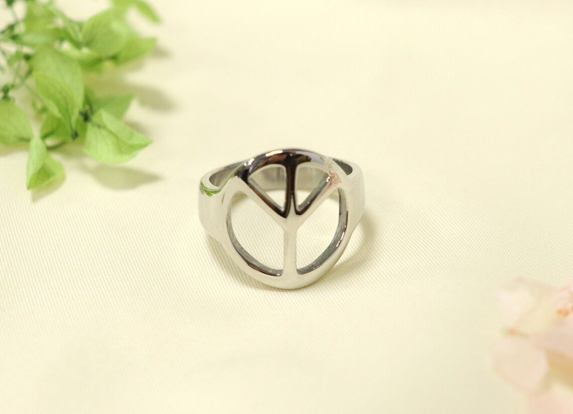Silver Peace Sign Big Ring,peace Sign Ring,vintage Ring,protection Ring ...