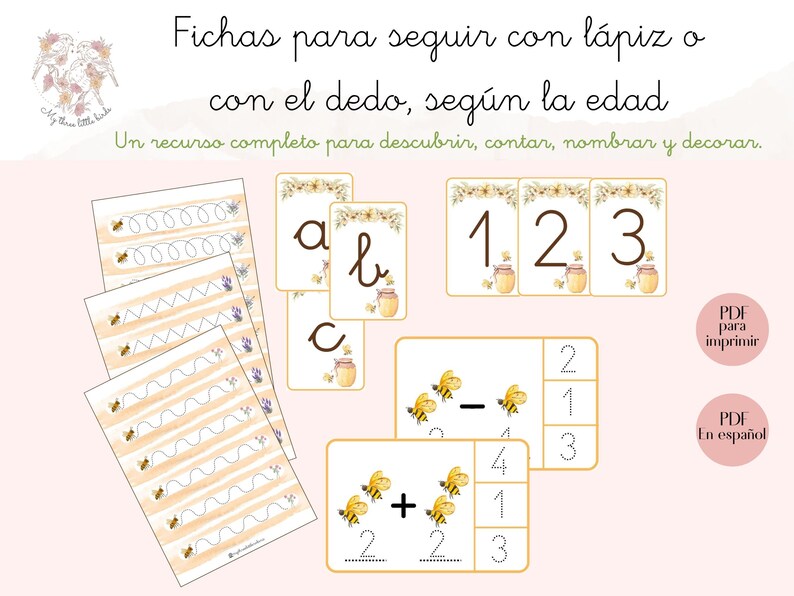 Bee Posters and Educational Cards | Counting, Tracing and Vocabulary ...
