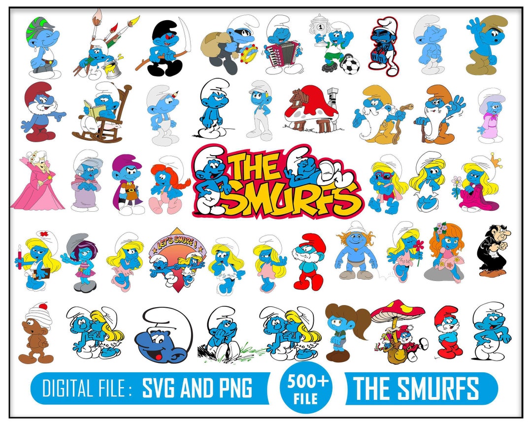 New Smurfs SVG Bundle, Smurfs Font SVG Files for Cricut, Smurfs Cut ...