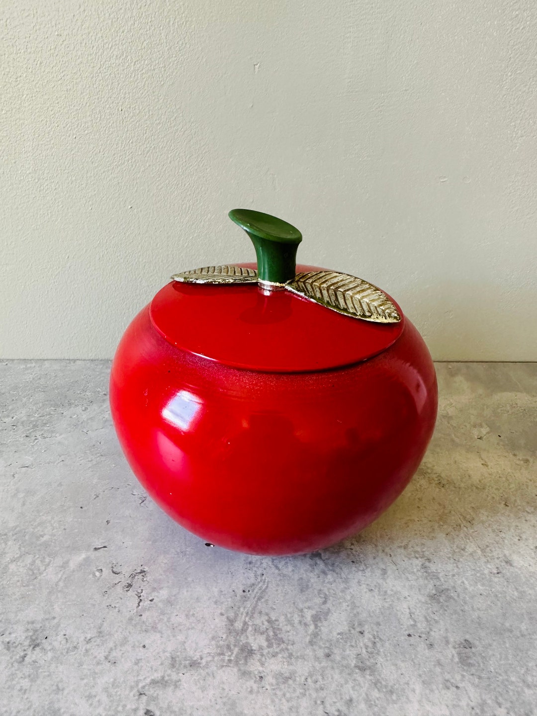 Red Chrom-ever 1950s Red Apple Canister Cookie Jar aluminum Jar - Etsy