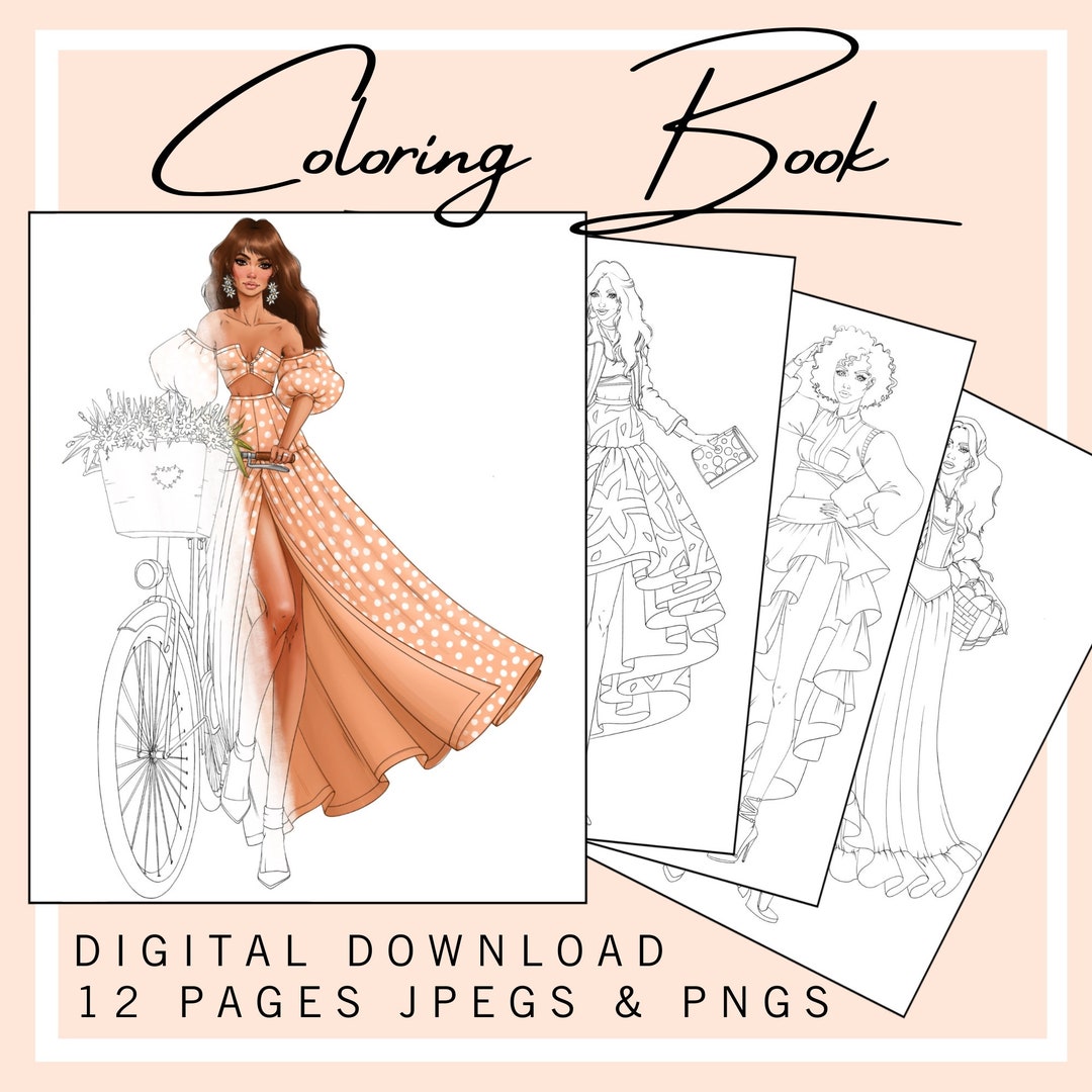 Digital Coloring Book, Coloring Book, Coloring Art Book, Fashion ...