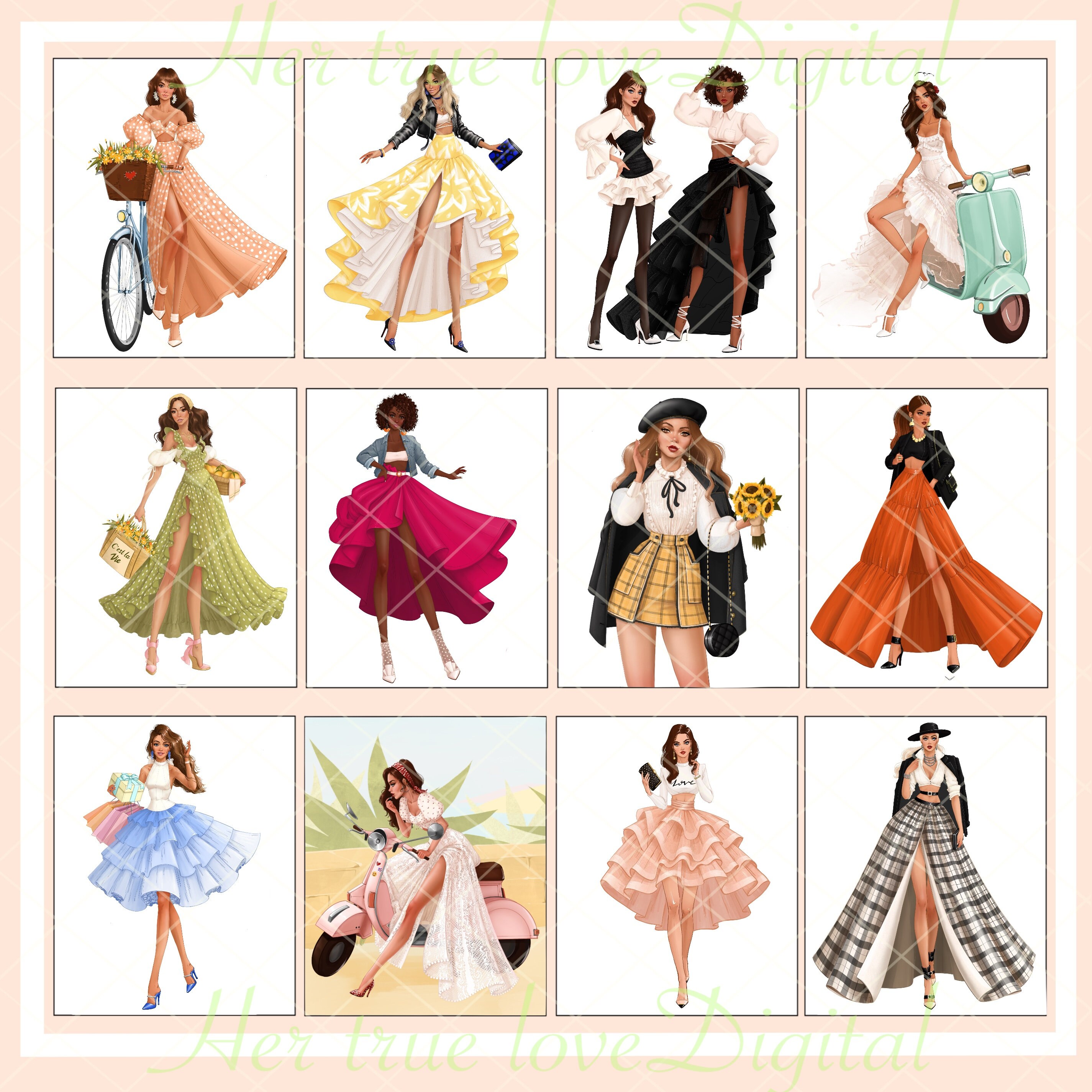 Digital Coloring Book, Coloring Book, Coloring Art Book, Fashion ...