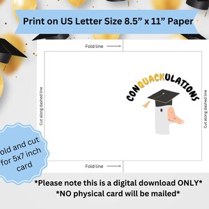 CONQUACKULATIONS Digital Download Duck Graduation Card, Graduation ...