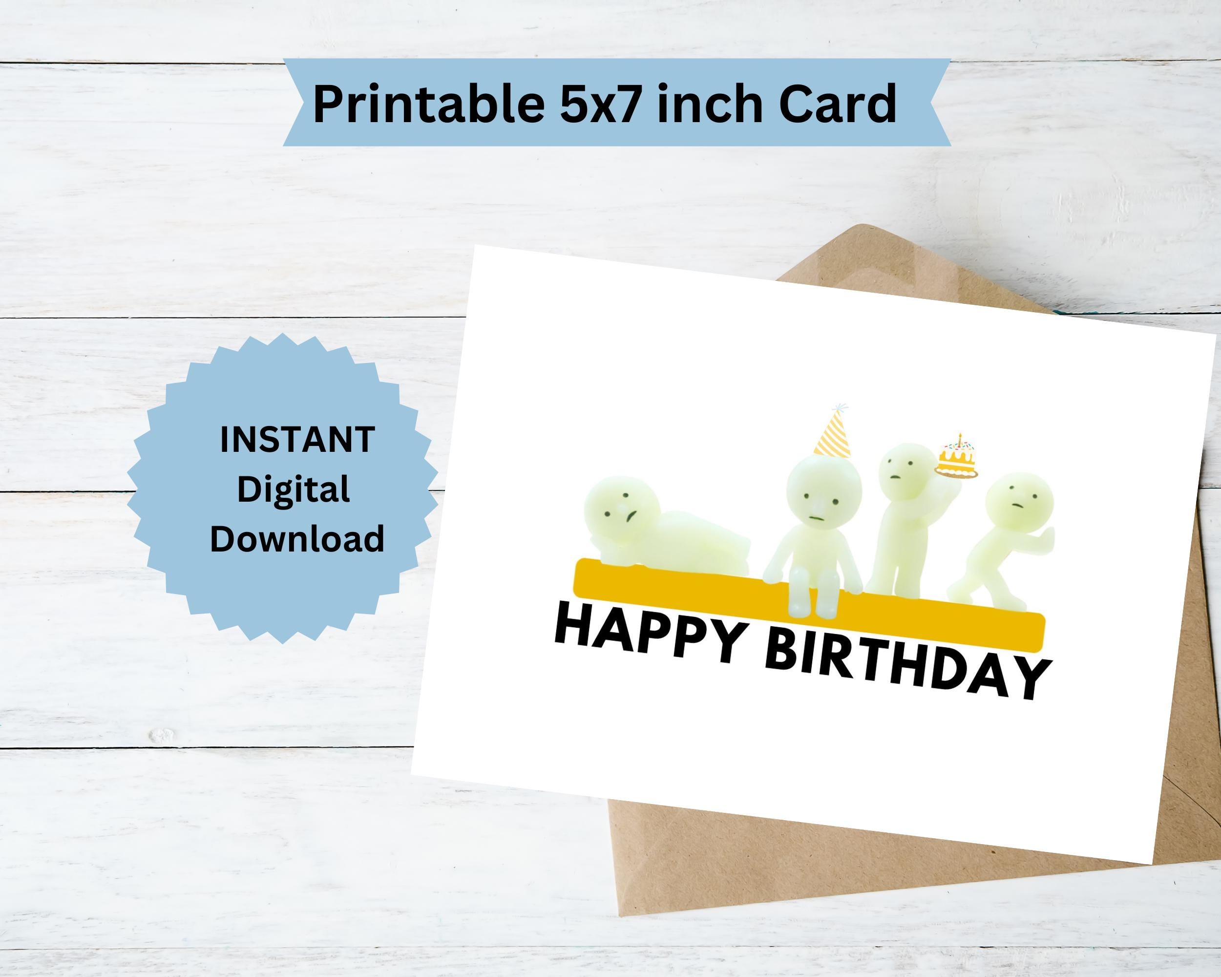Smiski Birthday Card Digital Download 5x7 Print - Etsy