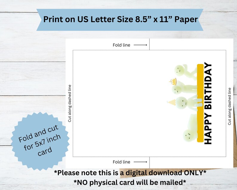 Smiski Birthday Card Digital Download 5x7 Print - Etsy