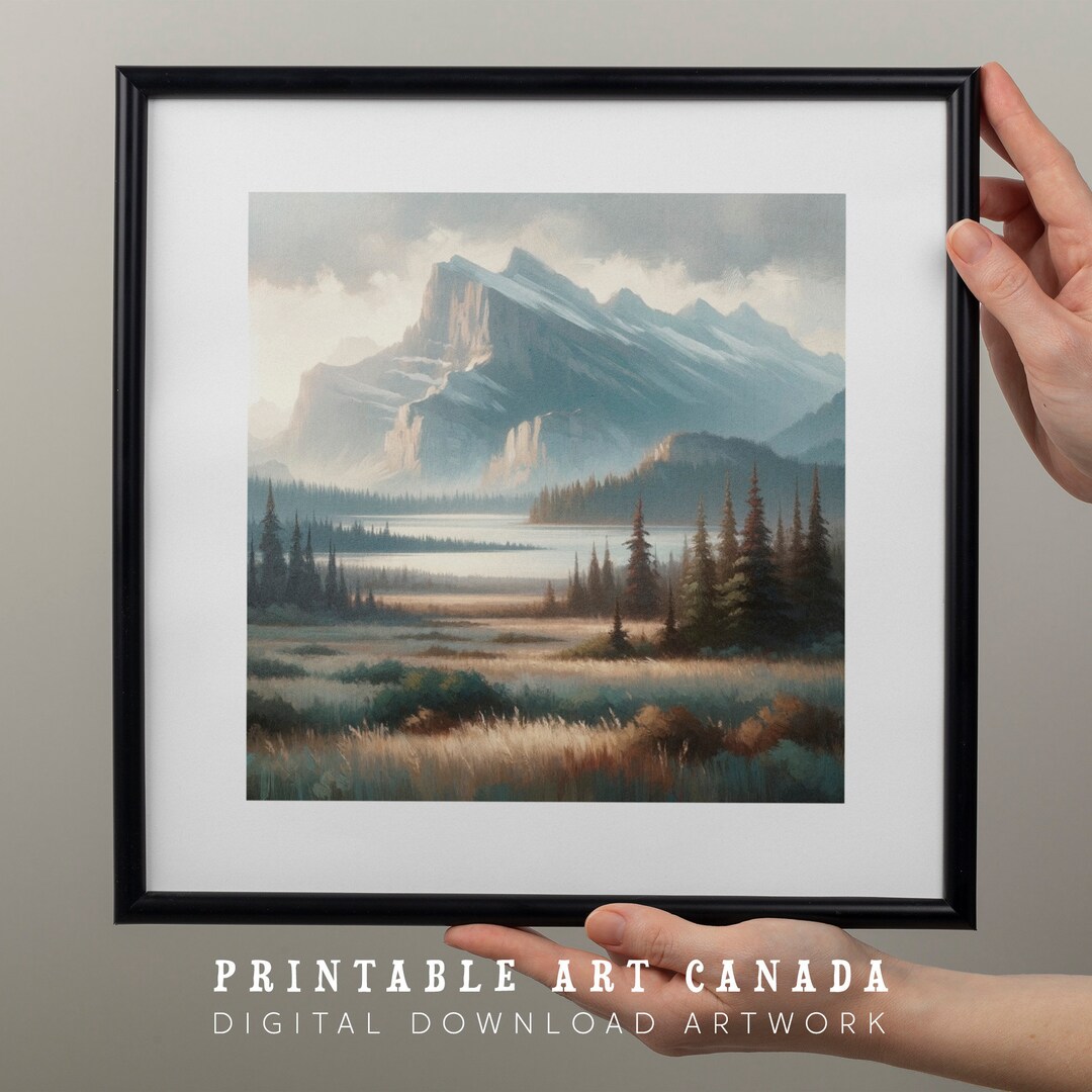 Mount Rundle, Banff National Park Painting DIGITAL Art Landscape ...