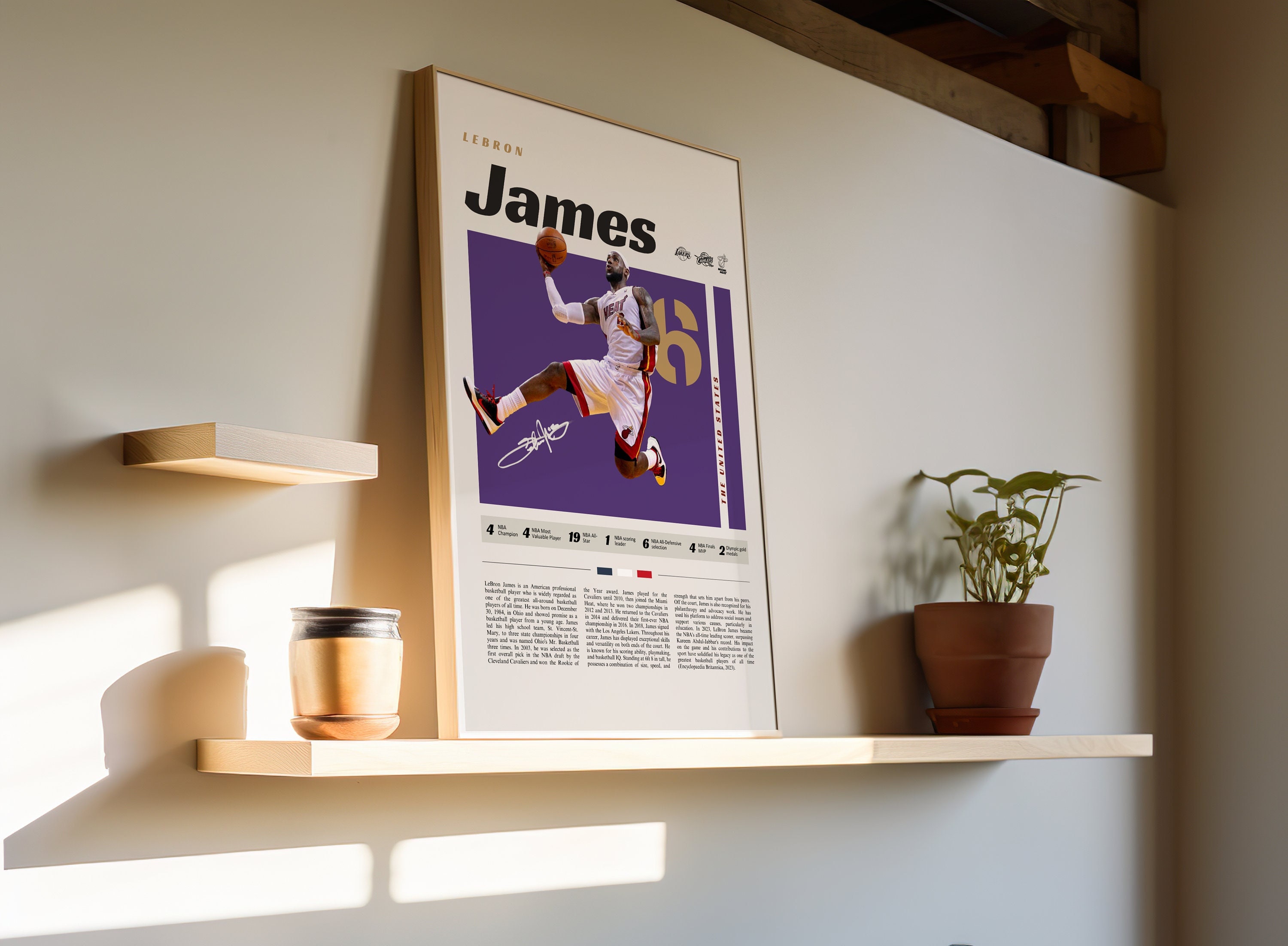 Lebron James Poster, Miami Heat, Basketball Gifts, Basketball Poster ...