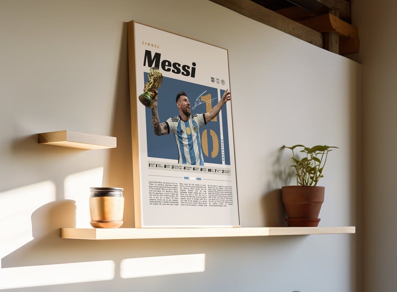 Lionel Messi Poster, Argentina Soccer Print, Football Gifts, Football ...