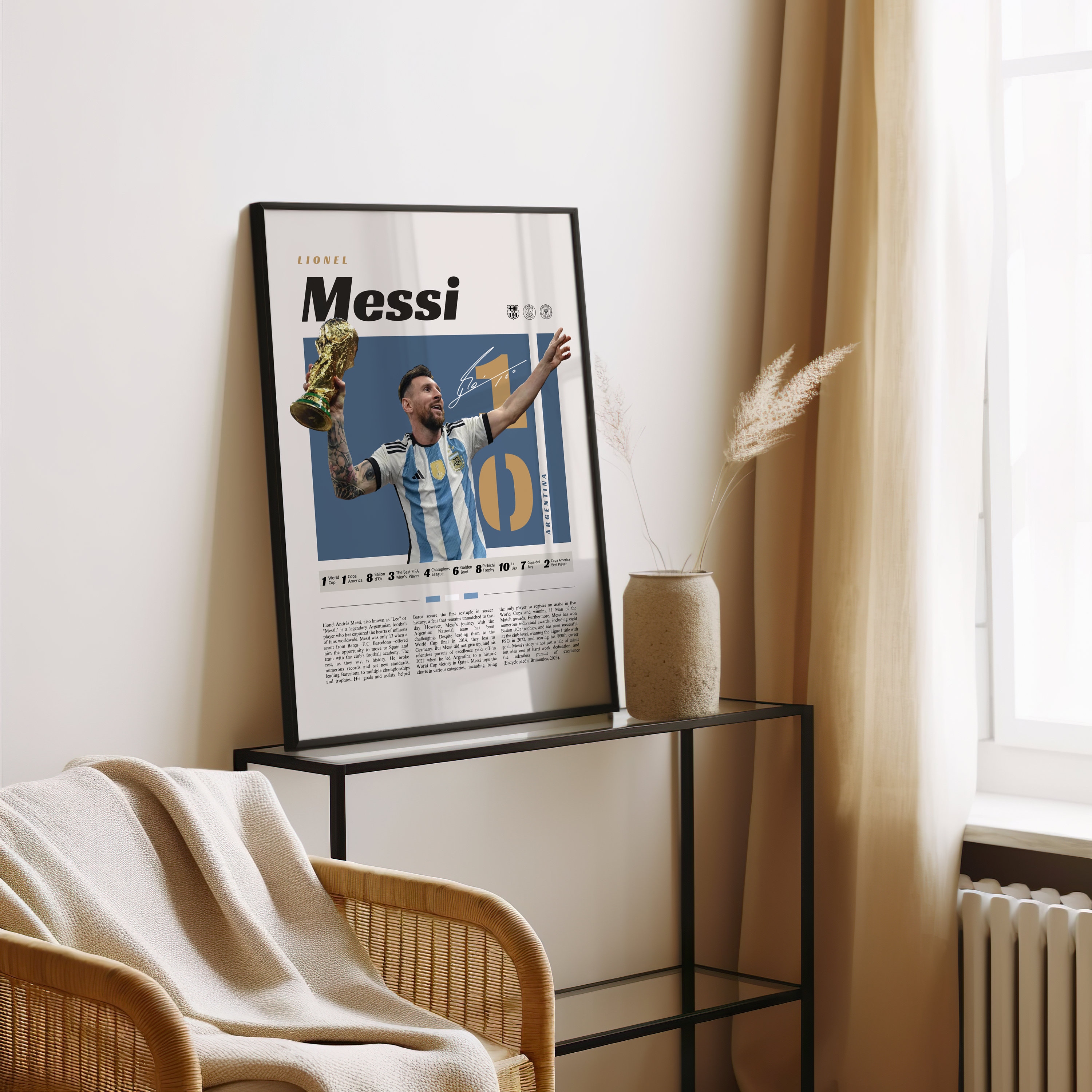 Lionel Messi Poster, Argentina Soccer Print, Football Gifts, Football ...