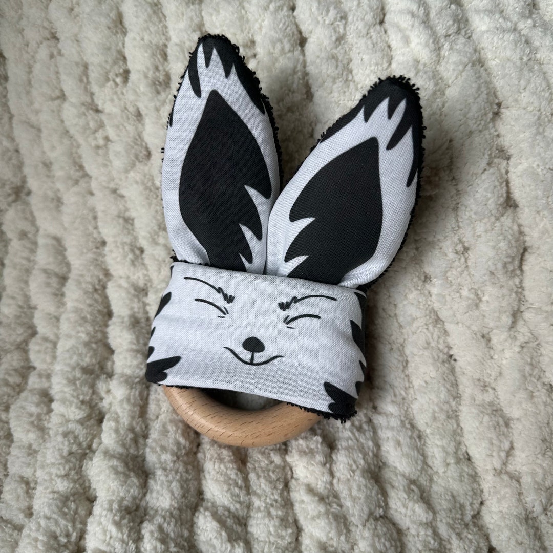 Teether - Arctic Fox | Crinkle, Wooden Teether, Baby Shower Gift ...