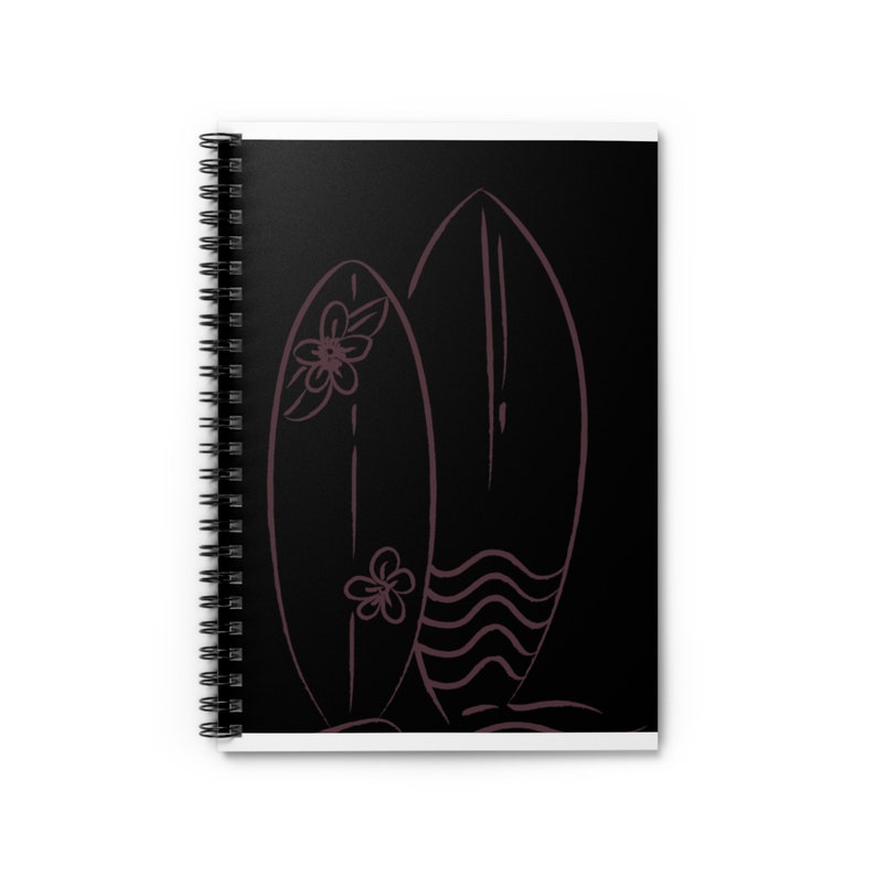 Black and Pink Surf Board Spiral Notebook Ruled Line - Etsy
