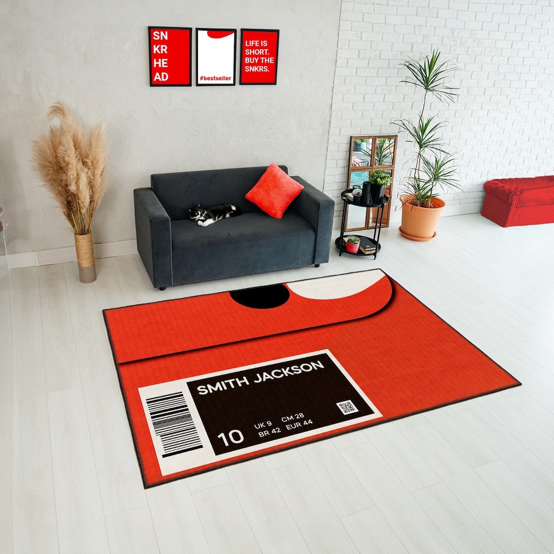 Customize Sneaker Box Rug, Red Sneaker Box Rug, Sneakerhead, Hypebeast ...
