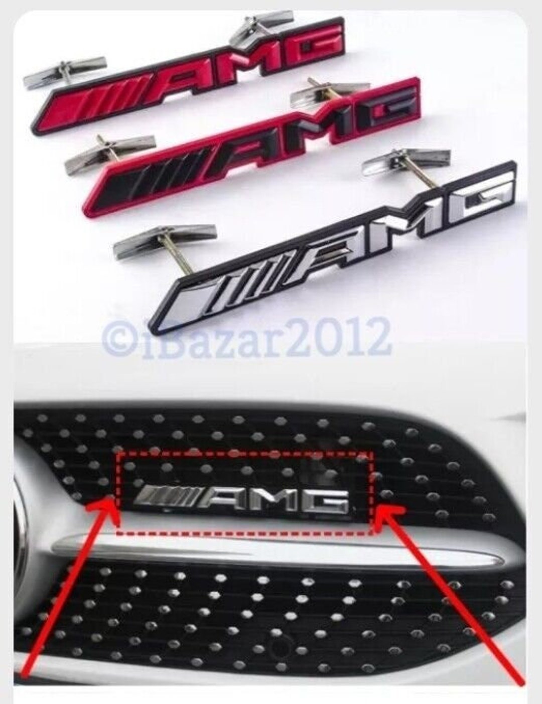 AMG Logo Emblem Silver / Black for Mercedes Benz Front Grill / - Etsy