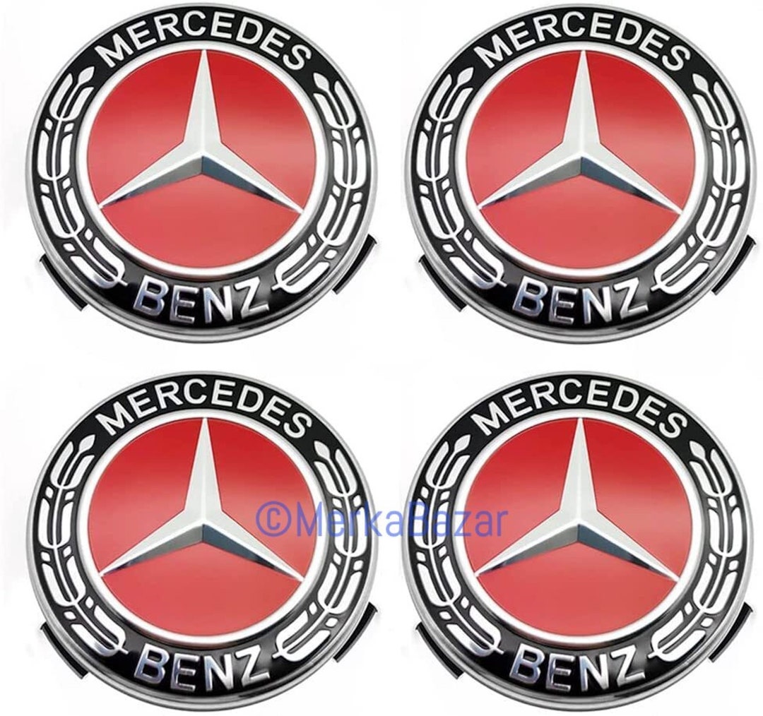 Set of 4 Red Laurel Center Wheel Hub Caps for Mercedes Benz - Etsy