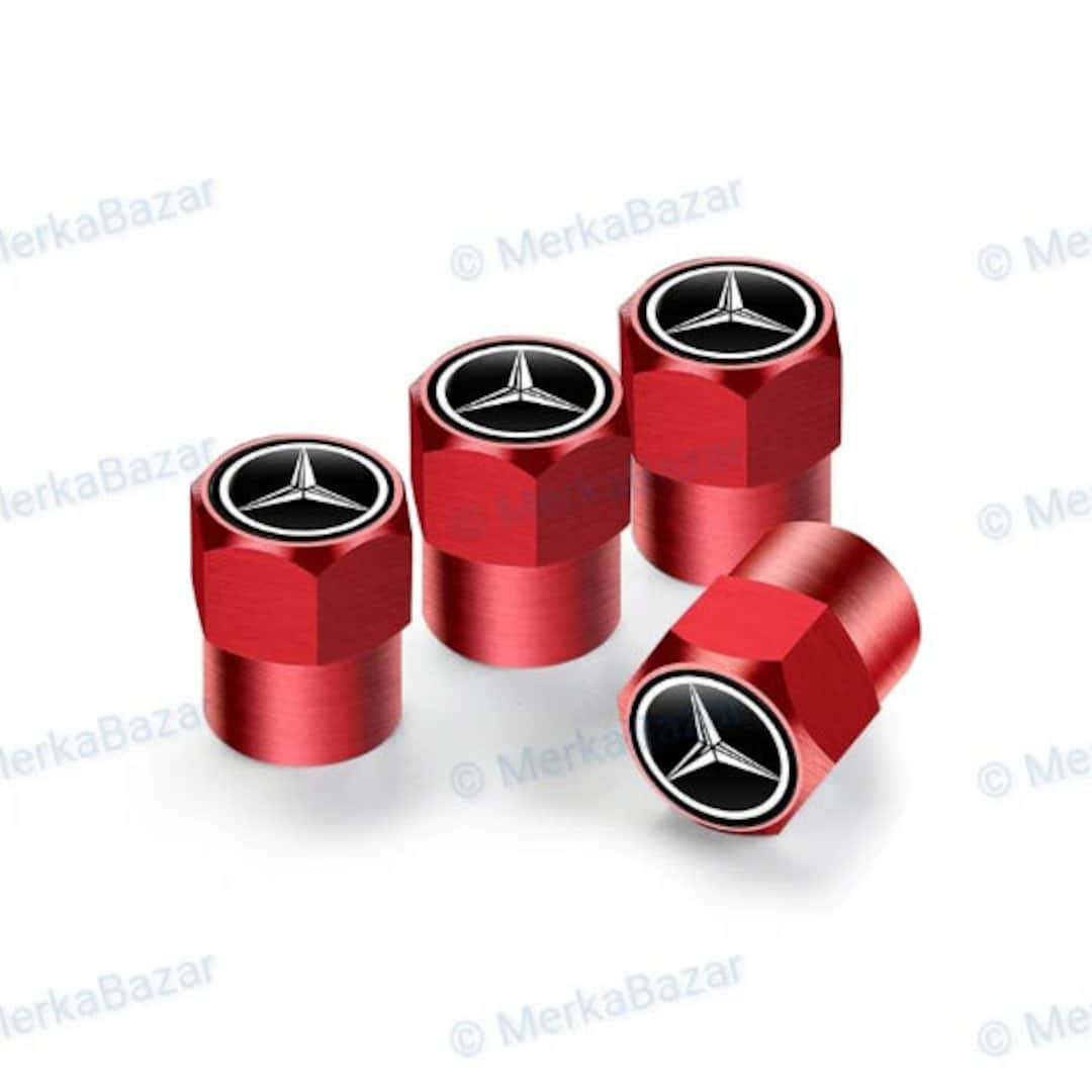 Set of 4 Red Stainless Steel Valve Caps for Mercedes Benz Tire - Etsy