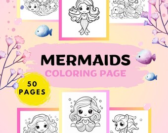 Mermaid and Merkitty Coloring Page. Digital Download. Mermay Mermaids ...