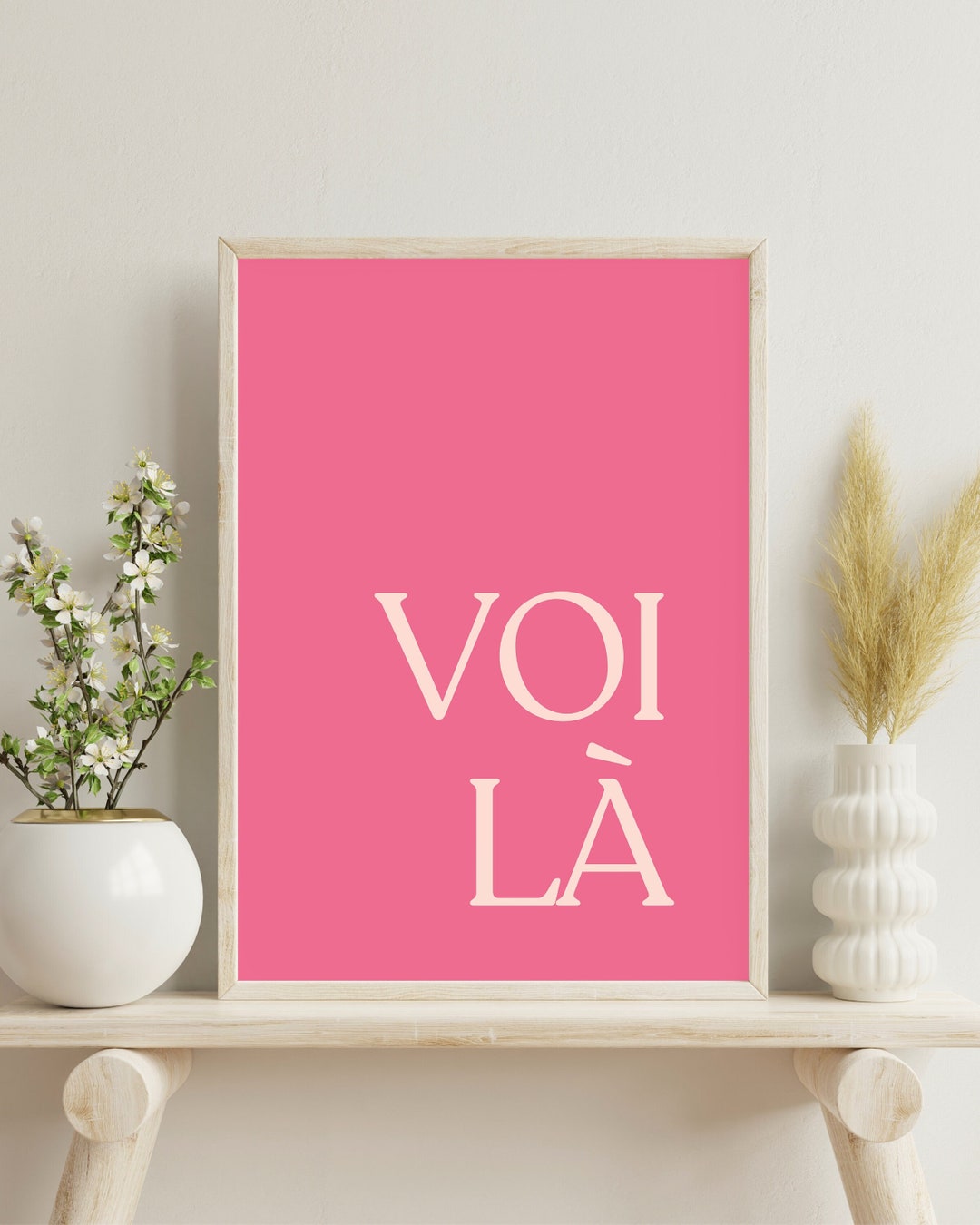 Voilà French Quote Art Print, Hot and Light Pink Wall Art, Printable ...