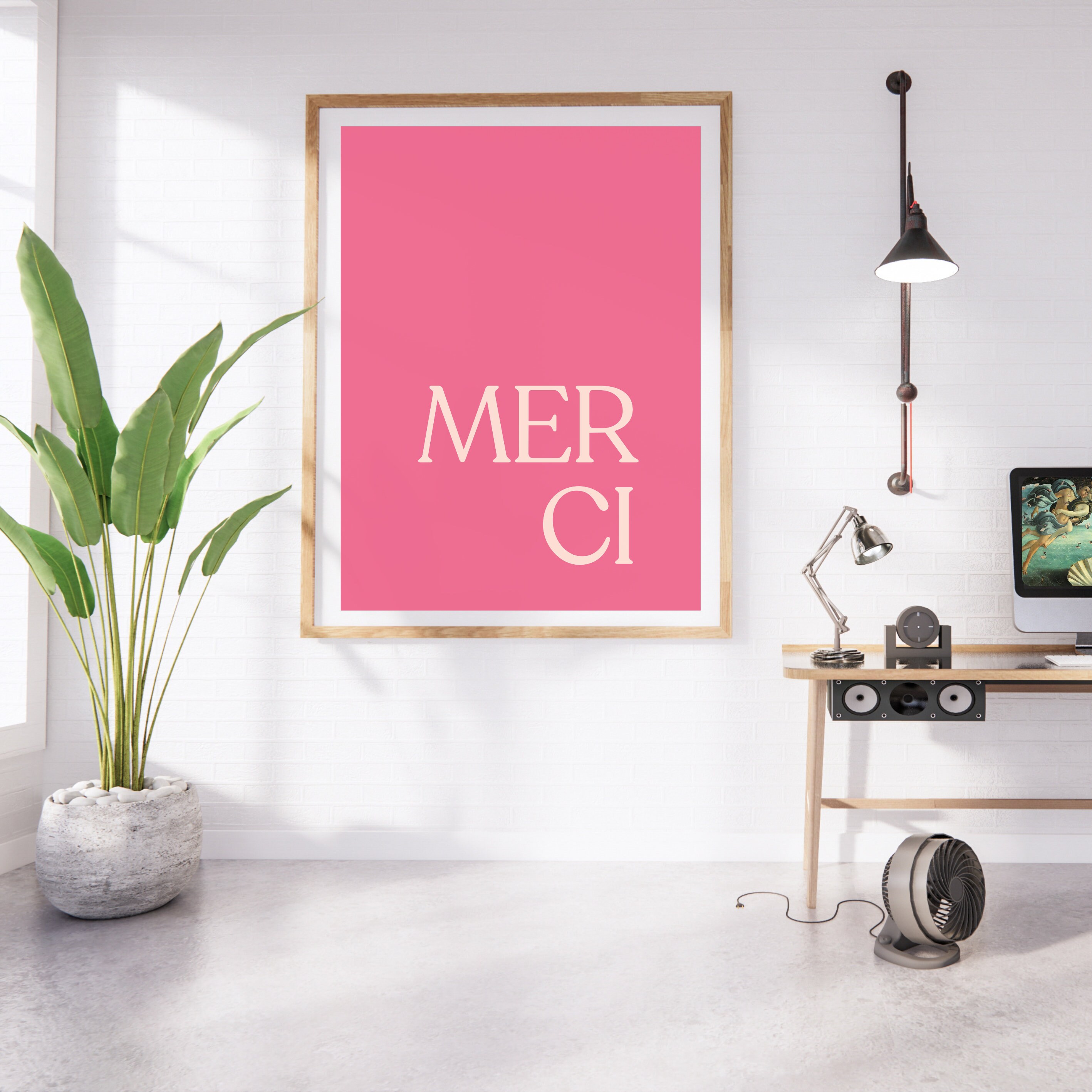 Affiche Murale 'merci', Art Murale, Typography Print, Hot and Blush ...