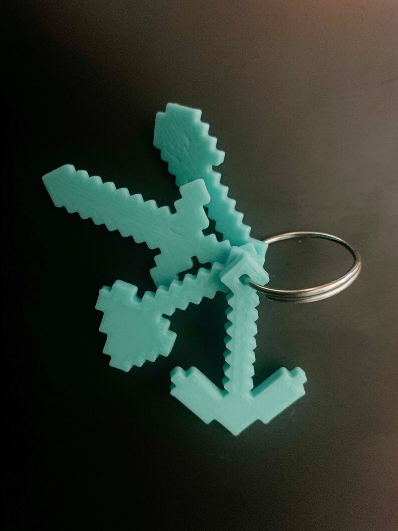 3D Printed Minecraft Tool-weapon Keychains Comes in a 4 Pack - Etsy