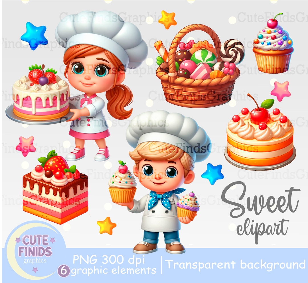 Pastry Chef Clipart,pastry Boy, Pastry Girl,cute Pastry Chef Characters ...