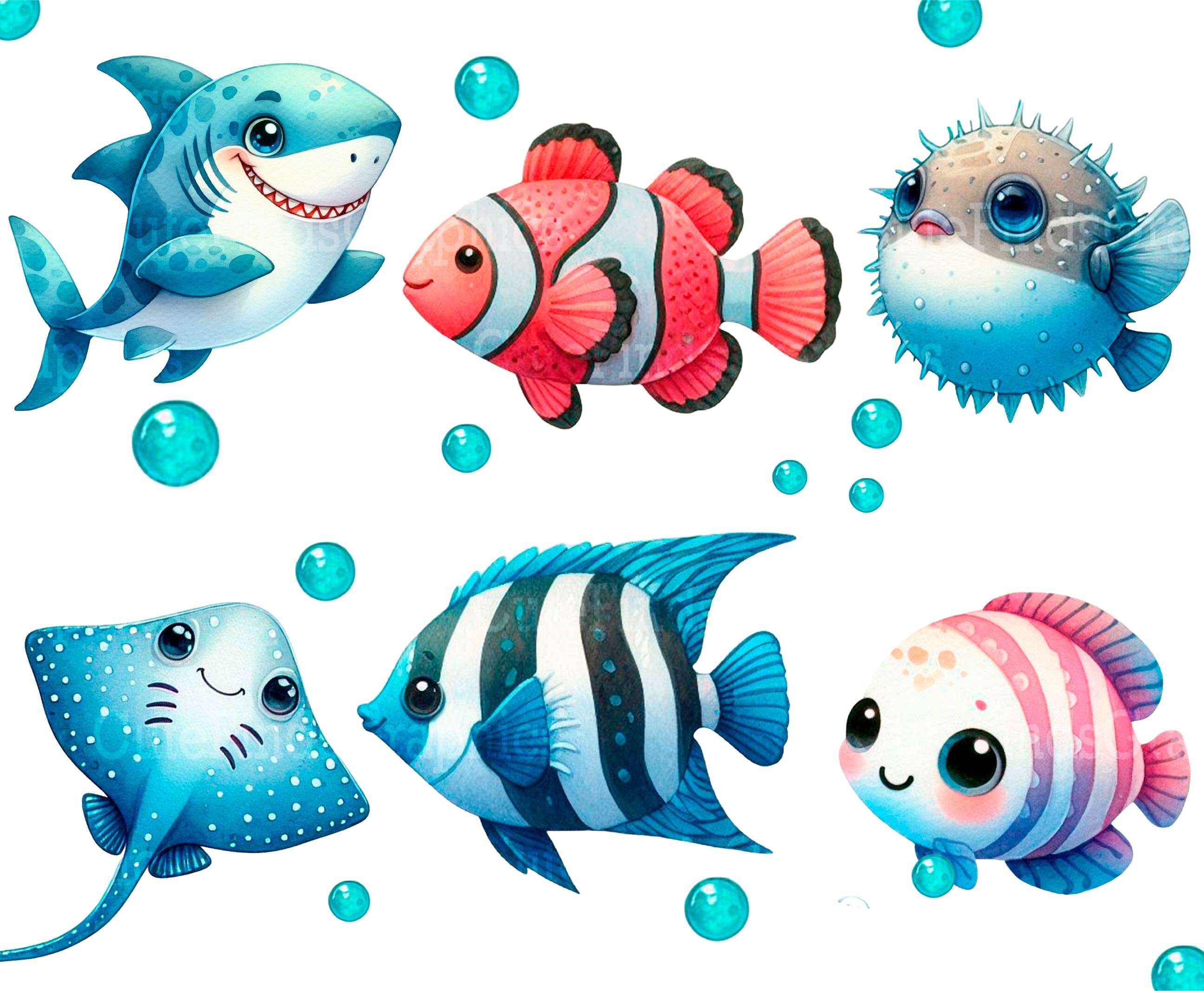 Sea Creatures PNG, Sea Animals Clipart, Instant Download, Image ...