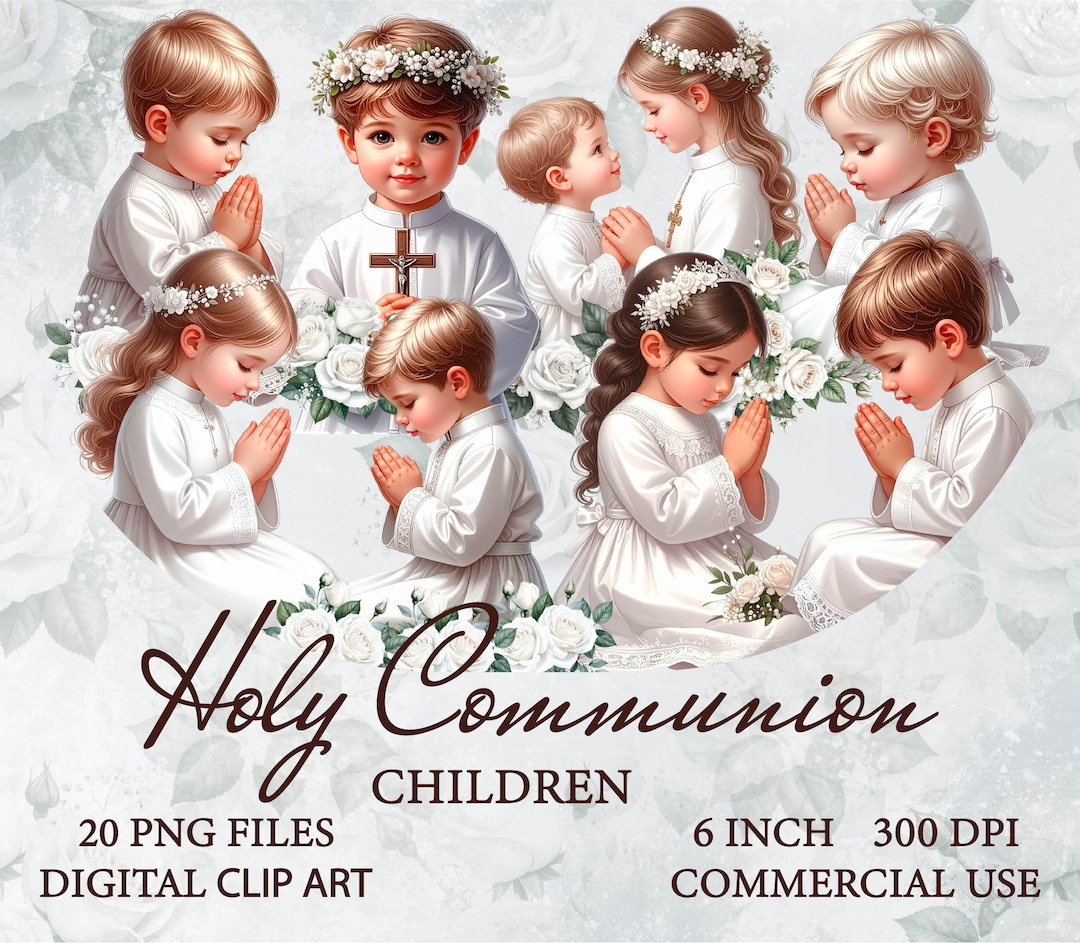 First Communion Children PNG, Holy Communion Digital Clip Art, Clipart ...