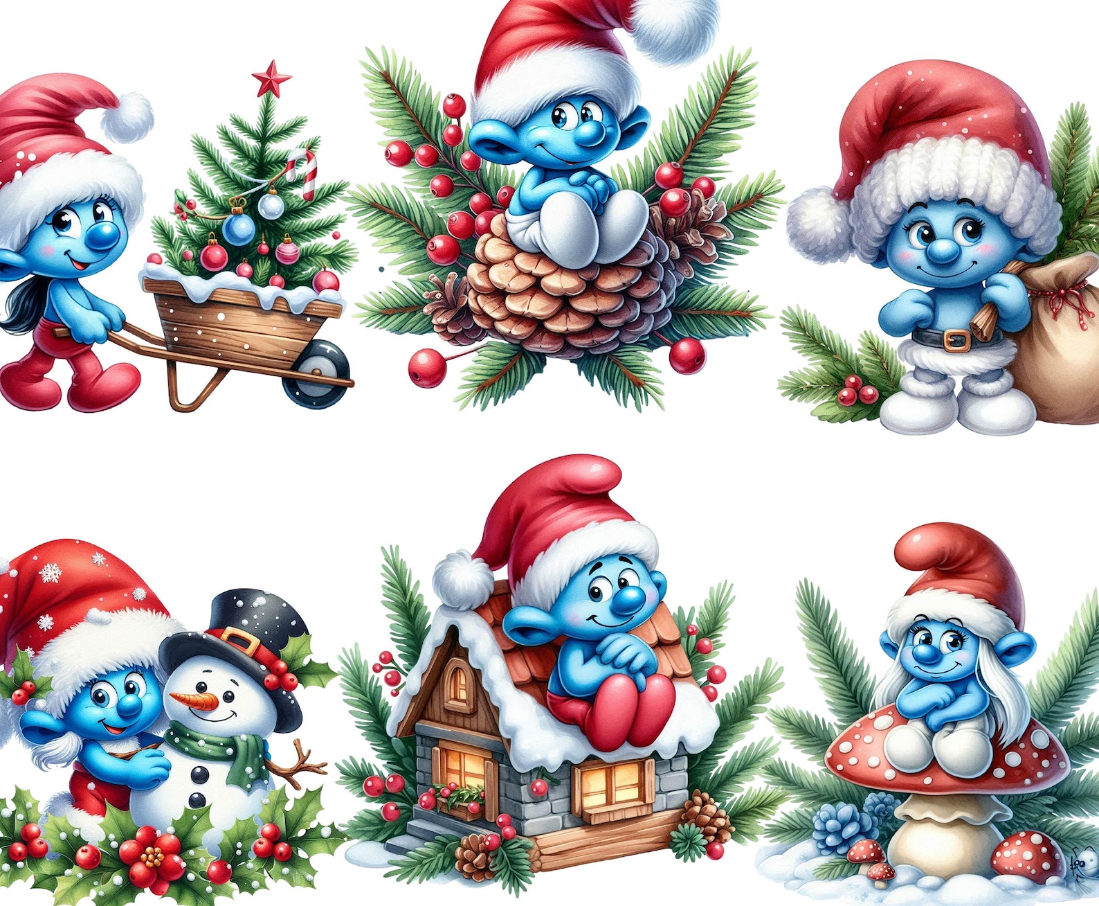 Christmas Smurfs PNG, Christmas Smurfs Clip Art, Instant Download ...