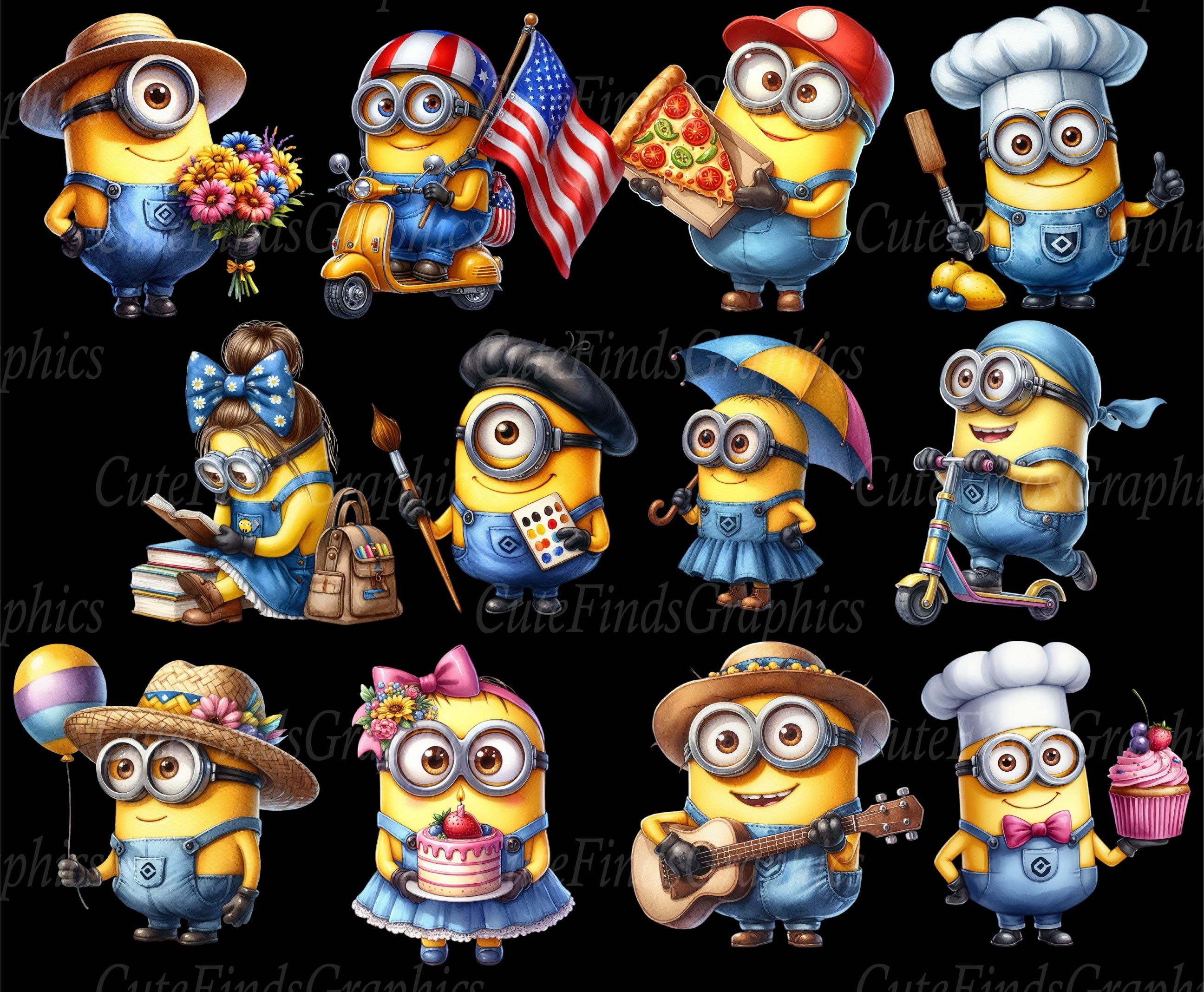 Minions PNG, Imágenes Prediseñadas de Minions, Descarga instantánea ...