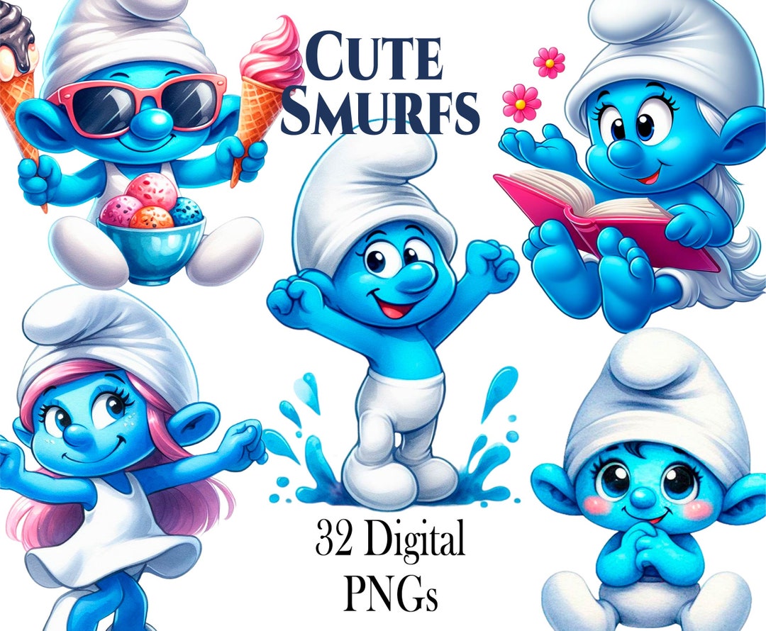 Smurfs PNG, Smurfs Clipart, Instant Download, Transparent Backgrounds ...