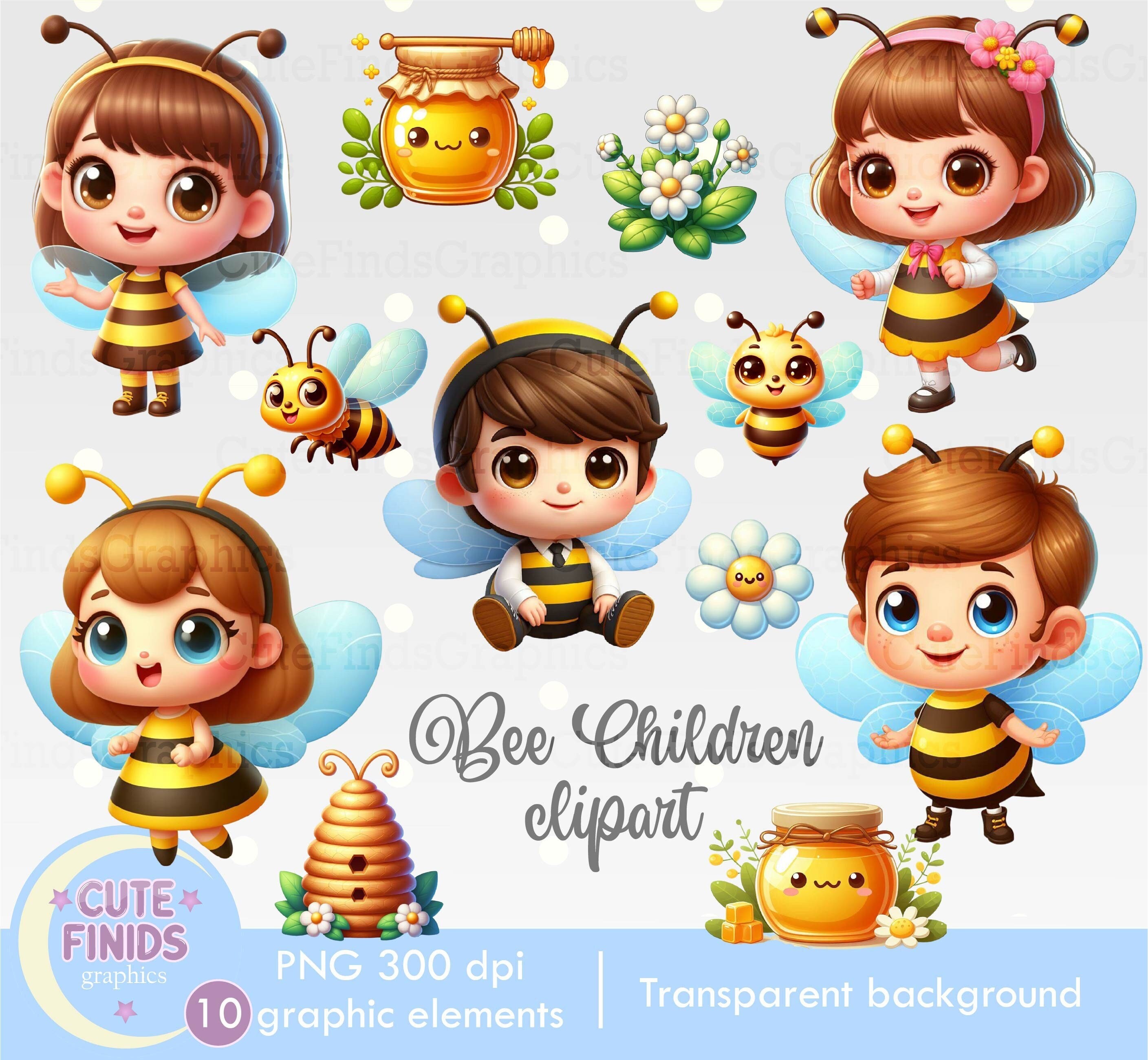 Bee Clipart Set. Bee PNG. Bee Girl PNG. Boy Bee PNG. Bee Graphics. Bee ...