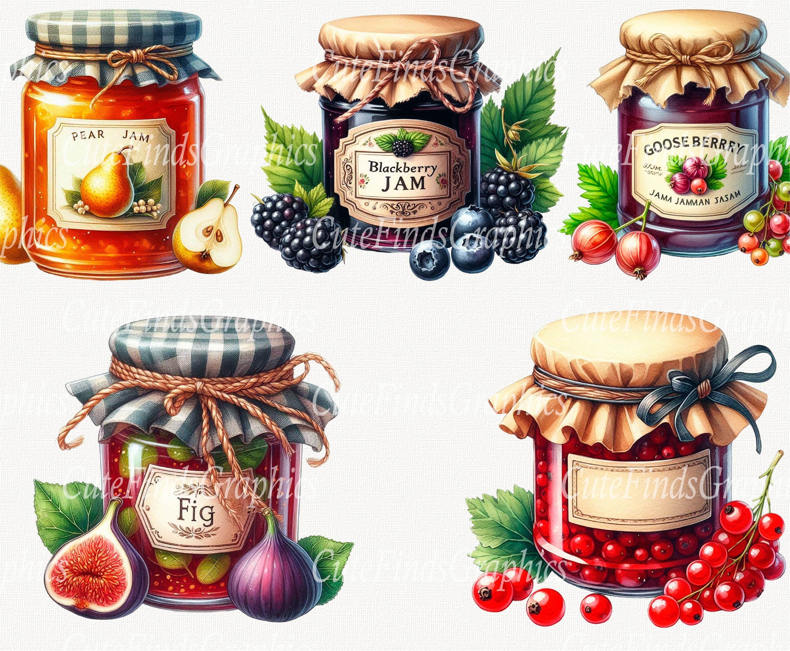 Digital Fruit Jam Clipart, Jam Images for Paper Crafts, Image Printing ...