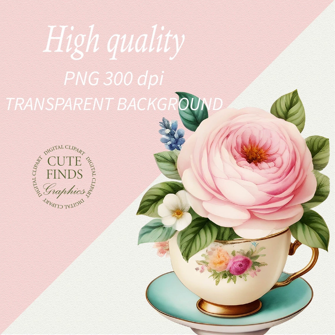 Watercolor Tea Party Clipart Set PNG .instant Download. - Etsy