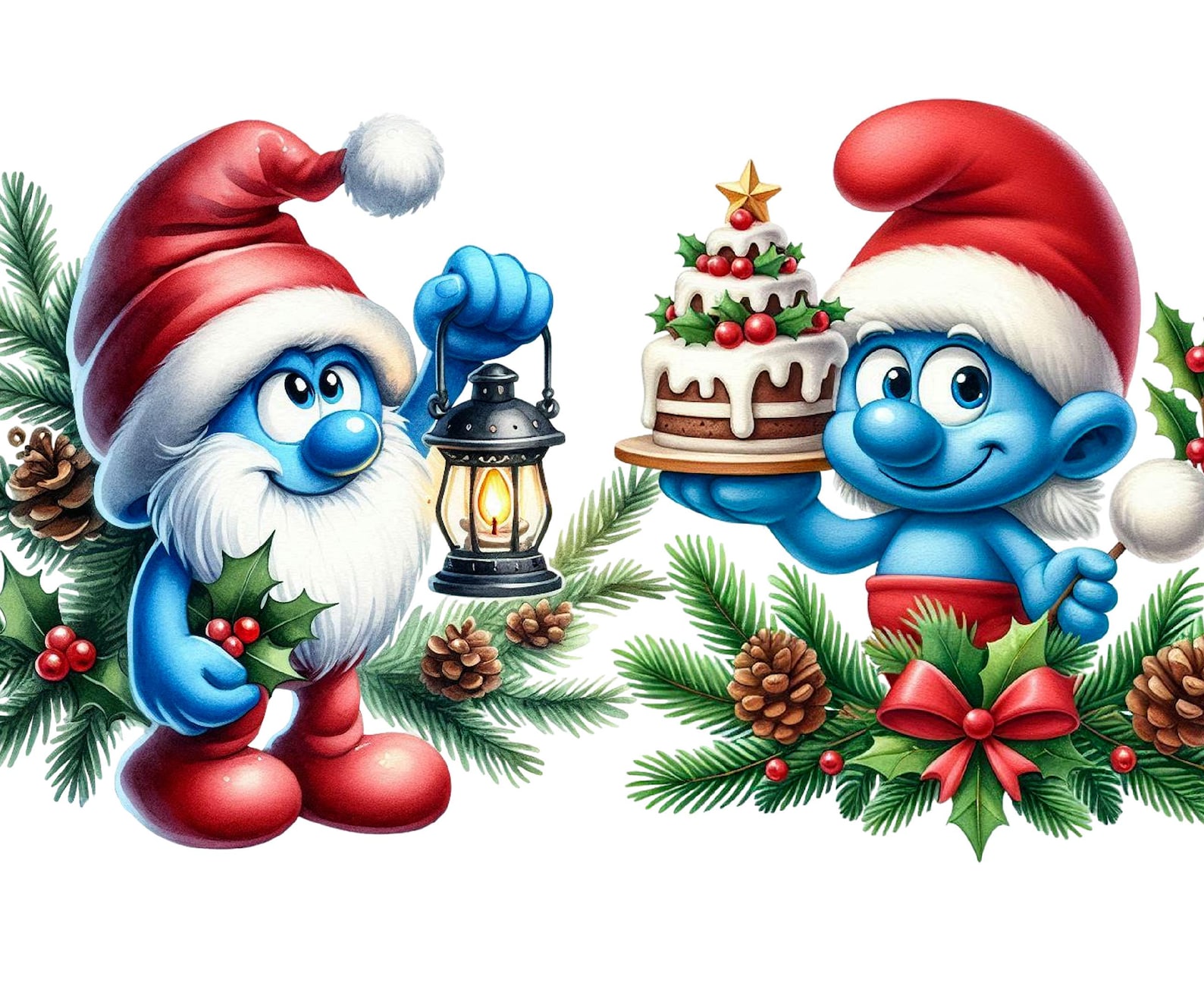 Christmas Smurfs PNG, Christmas Smurfs Clip Art, Instant Download ...